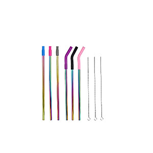 IRON °FLASK Reusable Straws - 6 Stainless Steel or Plastic Straw w/Bendy Silicone Tips, 3 Cleaning Brushes & Travel Case - Drinking Straw for Water Bottles,Tumblers & Thermos - Dishwasher Safe