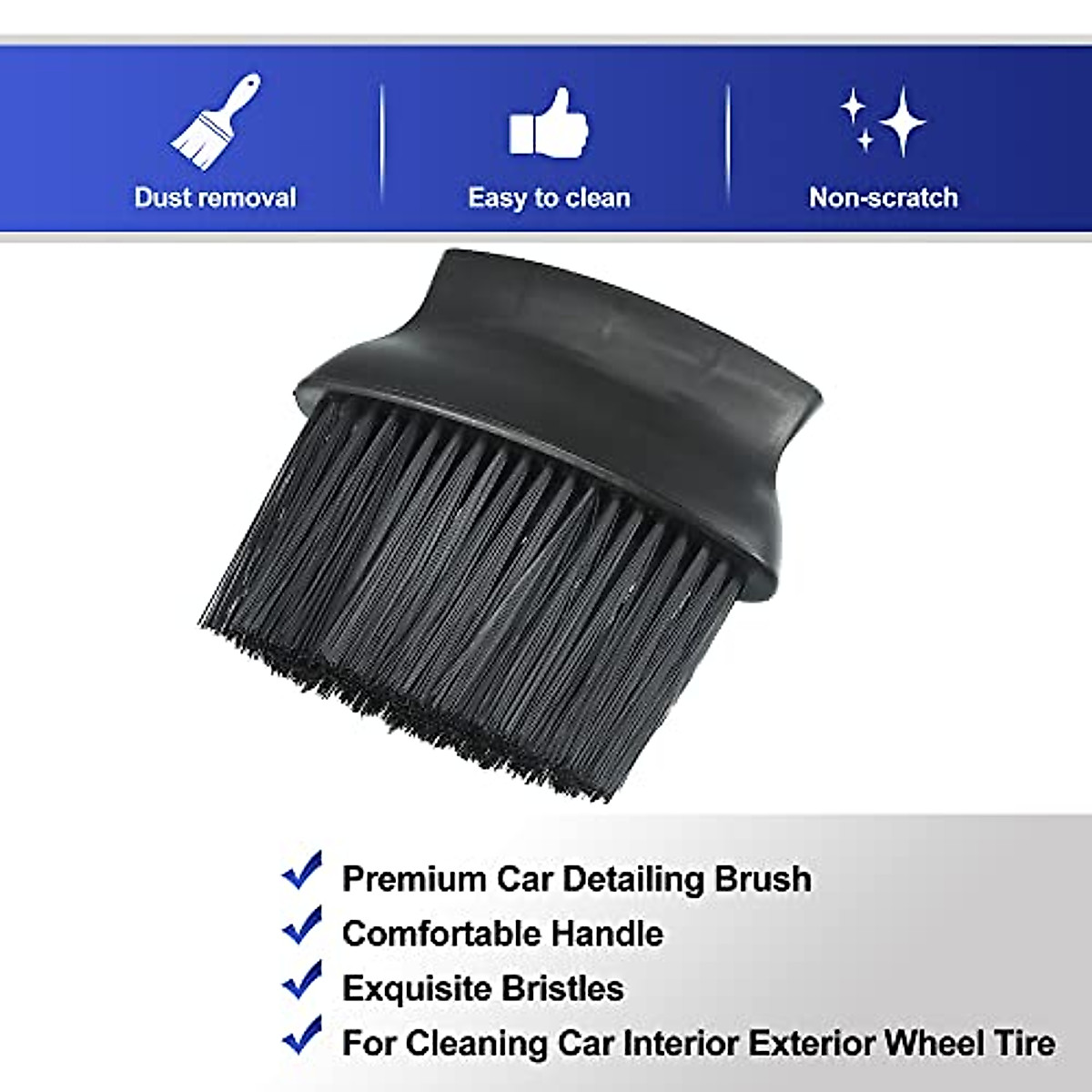 X AUTOHAUX 2pcs Car Interior Soft Hair Dust Removal Brush Car Cleaning Brush Dust Collectors for Car Dashboards Air Conditioning Vents Black