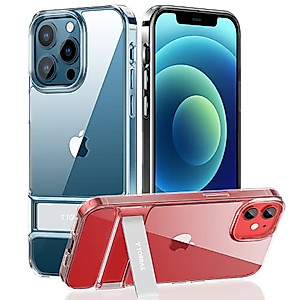 TORRAS MoonClimber iPhone 12 Pro Case/iPhone 12 Case [3 Stand Ways] [12X Armor-Level Protection] with Adjustable Metal Kickstand Shockproof Slim Transparent Stand Cases 6.1 inch, Clear