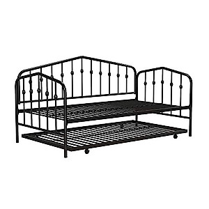 Novogratz Bushwick Metal Daybed & Trundle, Twin Size Frame, Black