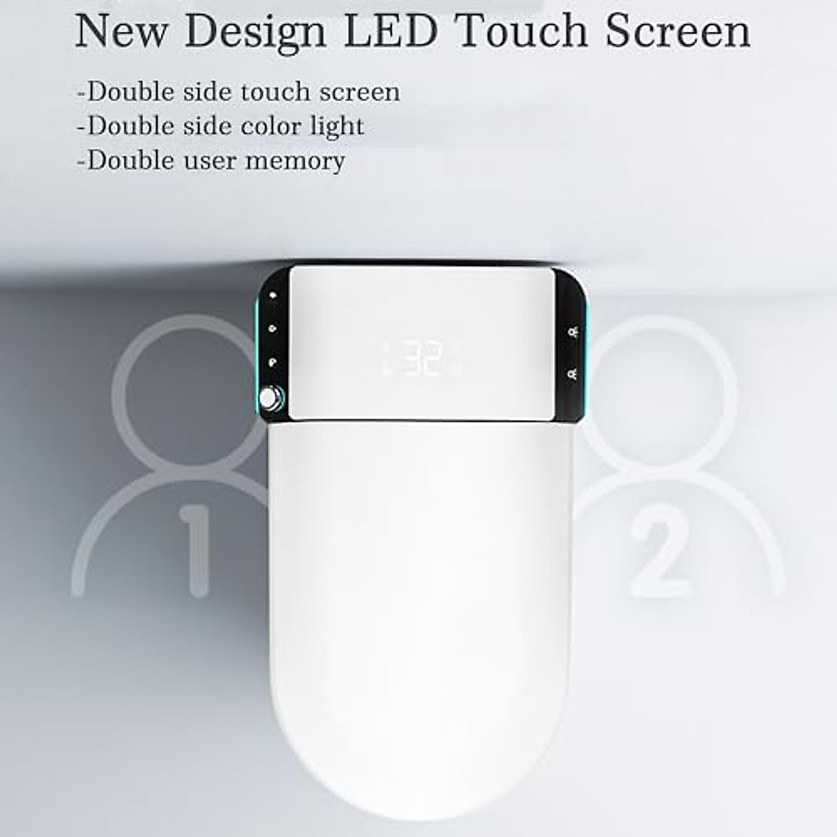 Smart Toilet with Auto Open/Close Lid, Bidet Toilet Pump-assisted, Blackout Flush, Heated Seat, Dual Auto Flush, Warm Water, Foot Sensor Operation, Tankless Elongated Toilets with LED Display