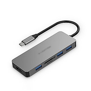 Port Expander USB C Dock 6-in-1 USB-C Hub Multiport Adapter with 4K HDMI, 3 USB 3.0 Ports, SD/TF Card Reader, Docking Station USB Splitter (Color : Grey)
