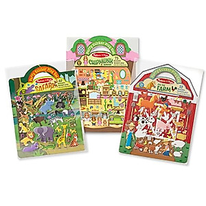 Melissa & Doug Puffy Sticker Activity Books Set - Farm, Safari, and Chipmunk - FSC Certified
