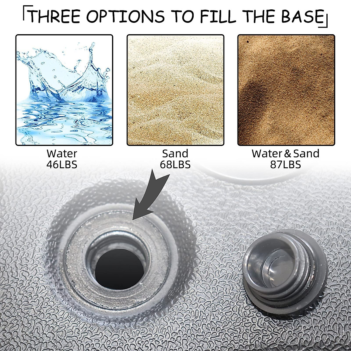 SUNLAX Patio Umbrella Base Outdoor Market Table Umbrella Stand Weight, Water Self-Filled Black Square…