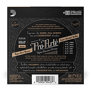D'Addario Guitar Strings - Pro-Arte Classical Guitar Strings - EJ46-3D - Nylon Guitar Strings - Silver Plated Wound, Nylon Core - Hard Tension, 3-Pack