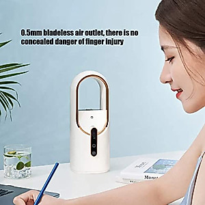 Luqeeg Bladeless Fan, USB Charging Touch Control Fan, Portable Desk Fan with 3 Speed Options & Humidifying Spray Ultra Silence Bladeless Humidifying Fan for Rooms Home Office Desktop Bedroom