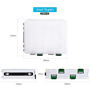 Double Sides Fishing Box, Clear Fishing Tackle Box, Lure Storage Box, PVC Lure Box Fishing Tool, Hook Case Bait Accessories(10grids)