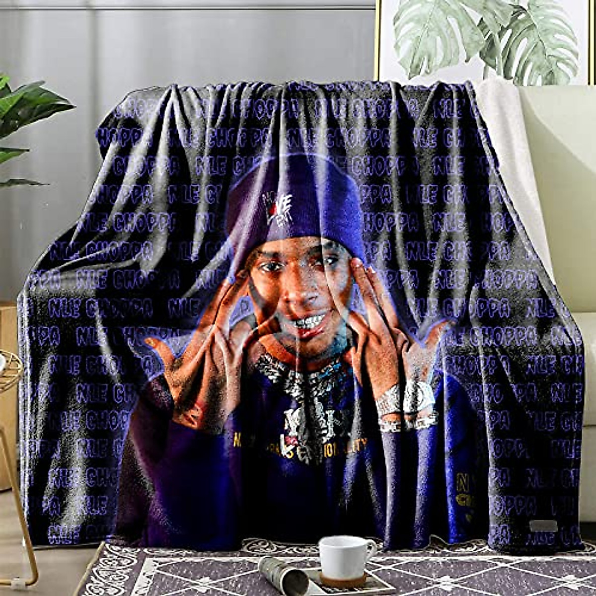 NLE Choppa Blanket Rug Soft Throw Fleece Blankets for Gift Bed Sofa 50"X40" Lightweight Flannel Blanket Bedding