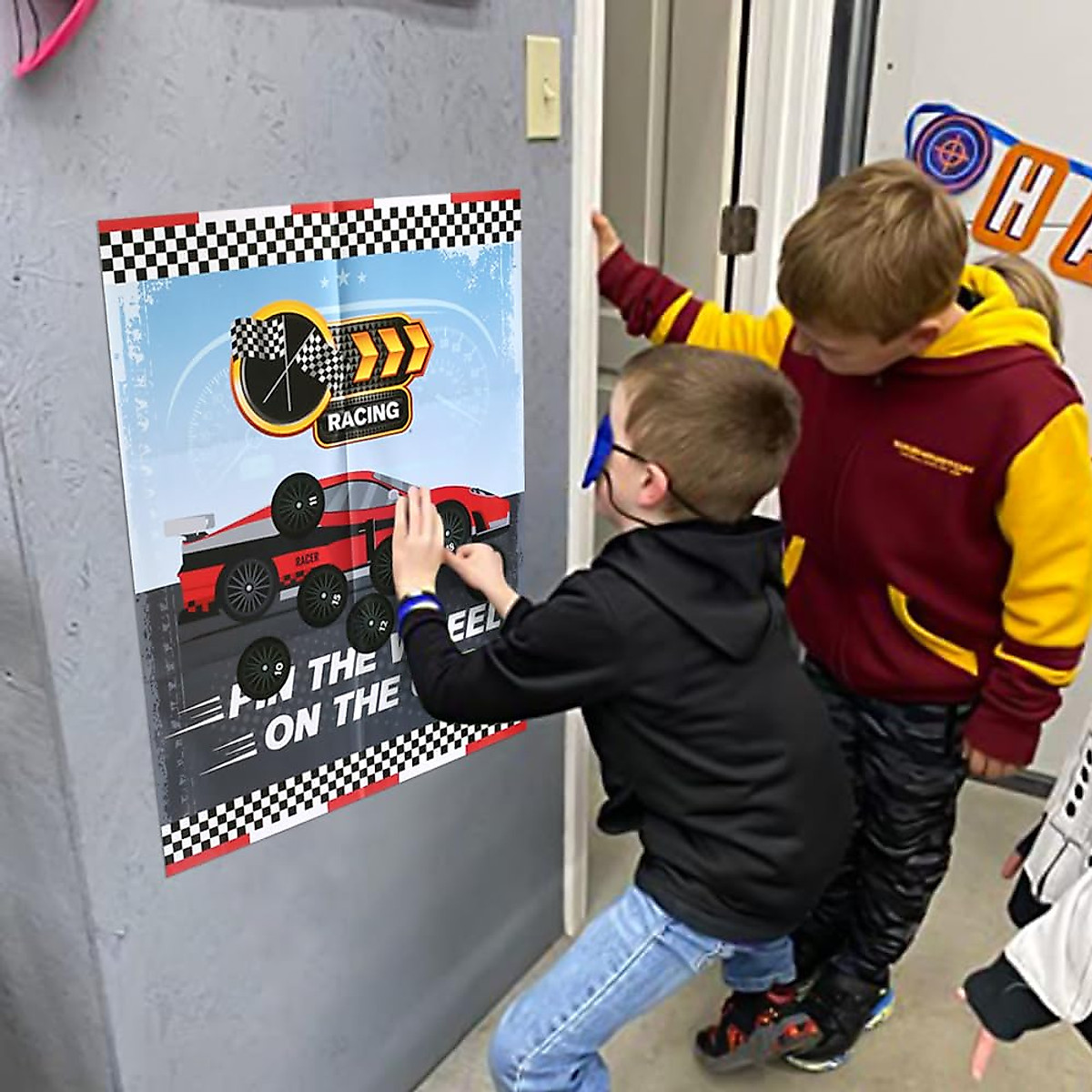 PARTYLOUD Cars Party Games, Pin The Wheel On The Car, Cars Monster Truck Party Birthday Party Fun Games Supplies Decorations Decor for Families Adult Groups