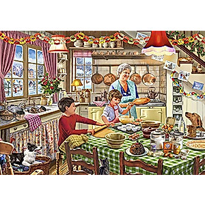 Wooden Jigsaw Puzzles 1000 Pieces for Adults for Kids -Christmas Dinner, Made of Basswood,Wooden Jigsaw Puzzles Hard to Break ，Includes Image Poster