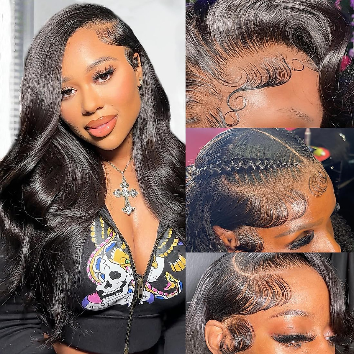 Beauty Lueen 13x4 HD Transparent Body Wave Lace Front Wigs Human Hair Pre Plucked Glueless Wigs 13x4 Lace Frontal Wigs For Black Women 150 Density (24 inch)