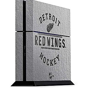 Skinit Decal Gaming Skin for PS4 Console - Officially Licensed NHL Detroit Red Wings Black Text Design
