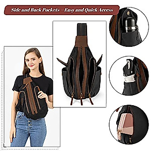 Jannloe Canvas Sling Backpack Casual Crossbody Pack for Women Men Shoulder Rucksack Daypack