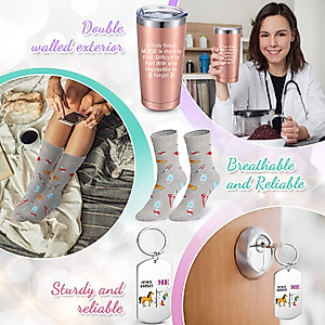 3 Pieces Novelty Nurse Gifts Set Including 20 oz Tumbler Mug Nurse Themed Crew Sock Other Nurses Me Unicorn Keychain, Chrismas Birthday Present for Nurse, Registered Nurse, Nurse Practitioner