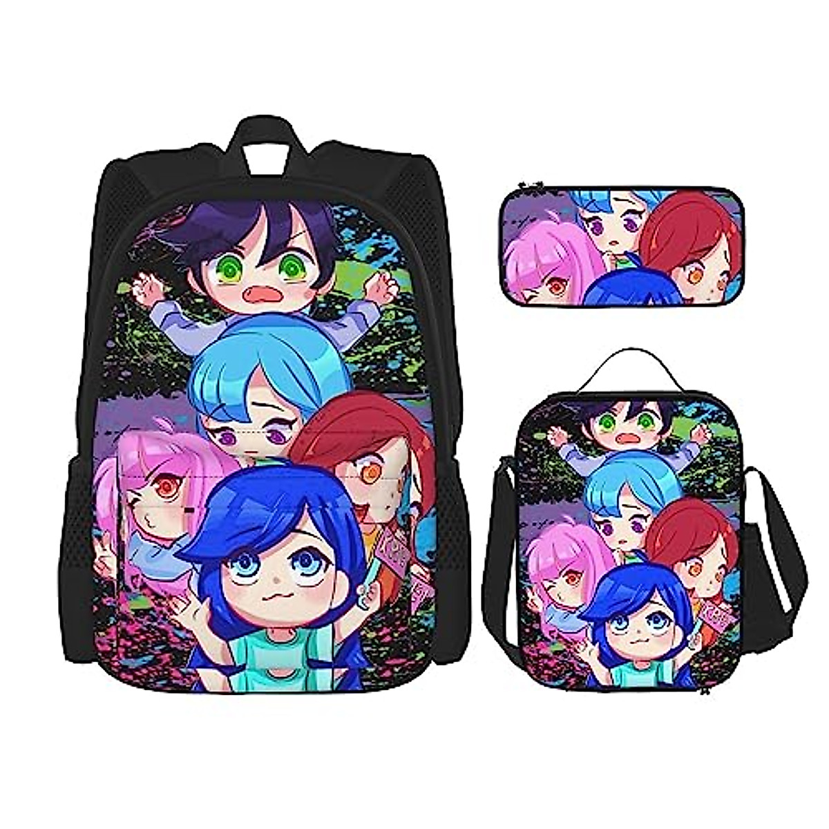 3-Piece Unisex Backpacks Set Including Travel Daypack, Lunch Tote Bag And Pencil Case Combination For Men Women