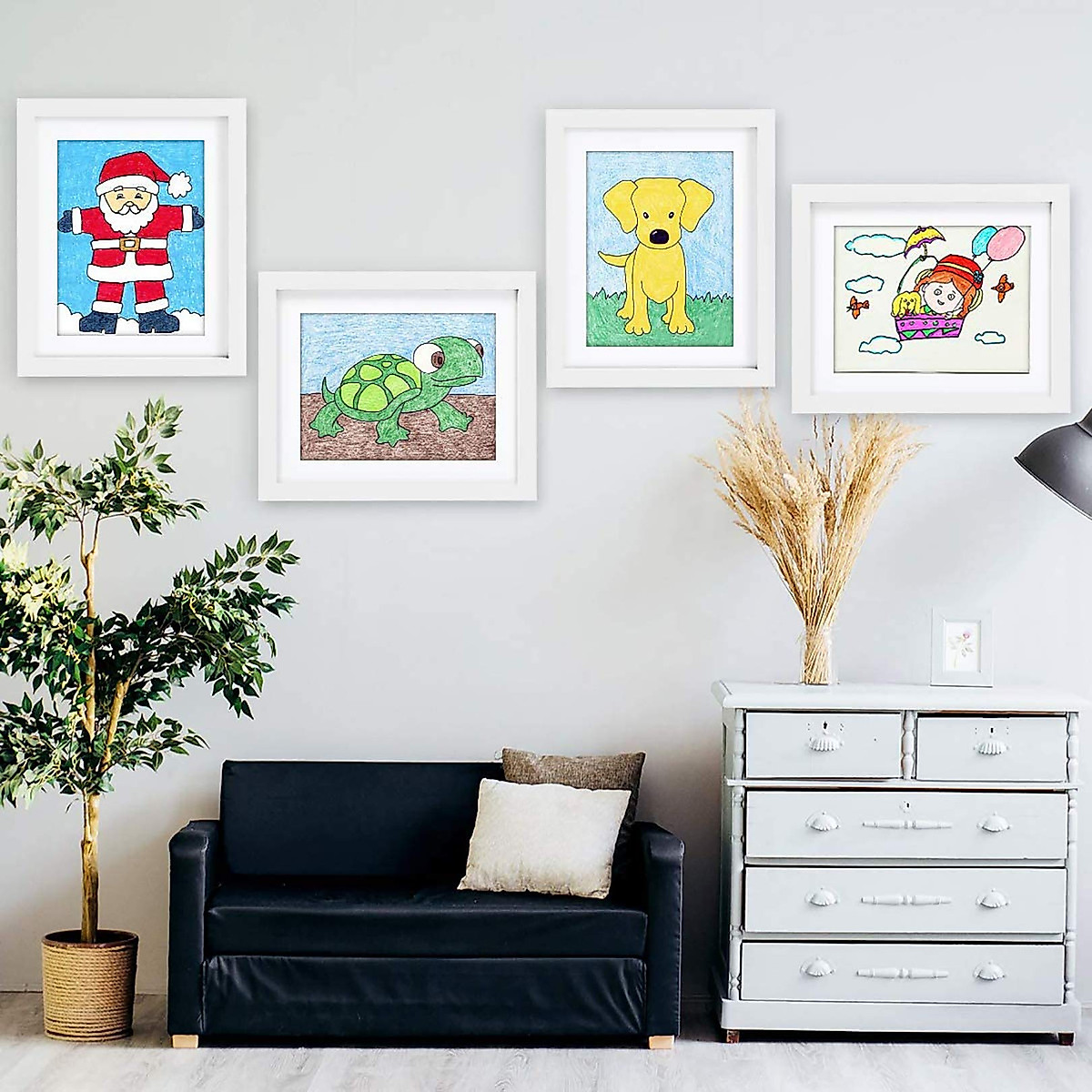 8x10 White Picture Frames Nature Solid Wood 6 Pack for Wall Mounting and Tabletop Display