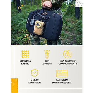 TradeSmart Range Backpack for Handguns, Ammo & Shooting Gear with 3 Lockable Compartments, Ear & Eye Protection Kit Optional