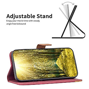 jioeuinly Flip Stand Case Compatible for Vivo Iqoo Z5 Phone Case Cover PU Leather Kickstand Magnetic Wallet Case BF446-HONG