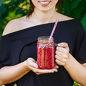 50 Pieces Reusable Drinking Straws Colorful Plastic Straws Clear Glitter Unbreakable Drinking Straws with Cleaning Brush for Home Party Supplies, 6 Colors (9 Inch)