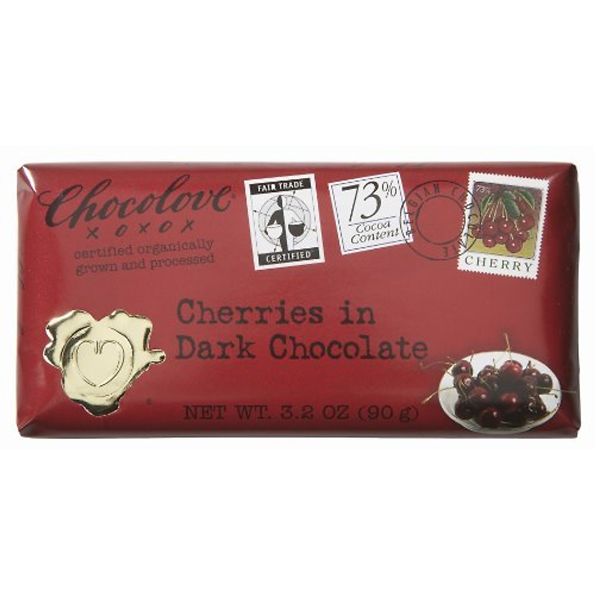 Chocolove XOXOX Cherry In Dark Chocolate Bar - 3.2 oz by Chocolove