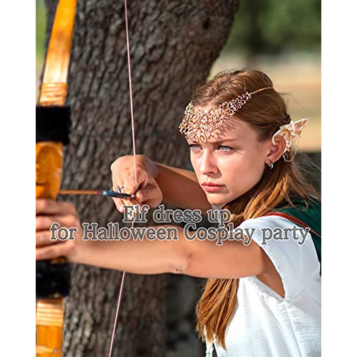 Hikkcos 3Pcs Elf Ears with Piercings Earrings Cosplay Fairy Pixie Ears Halloween Fairy Ears Soft Pointed Elf Ears Pearls Earring with Chains for Fairy Dress Up Accessories