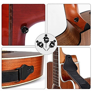 12Pcs Guitar Strap Locks and Buttons, Guitar Strap Locks Set Guitar Strap Lock Buttons, Metal Guitar Strap Buttons Locks, Metal Button Security Straplock for Electric Acoustic Guitar, Bass, Ukulele