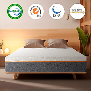 Askme Queen Mattress 10 Inch Memory Foam Mattress Bed in a Box,Medium Soft Cooling Gel Green Tea Queen Size Mattress with Breathable Soft Fabric Cover CertiPUR-US Certified Pressure Relieving 60"×80"