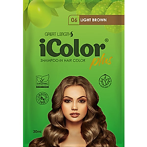 iColor Hair Dye Shampoo Light Brown 30ml per sachet (1.014 ounces) x 10 pcs in a box, shampoo-in hair color, dye, light brown hair in 20-30 minutes, DYI, convenient, easy to use