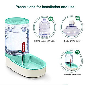 PHABULS Dog Water Dispenser 1 Gallon Pet Water Dispenser Automatic Cat Feeder Large Capacity for Small and Medium Sized Pets（Green Water）