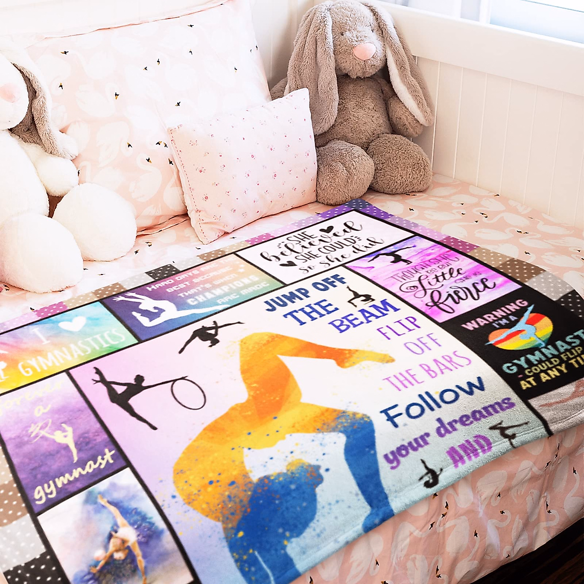 Mubpean Gymnastics Gifts Blanket 50"x40" - Gymnastic Gifts for Girls - Gymnastics Room Decor - Gymnastics Party Decorations - Girls Gymnastics Gifts - Birthday Party Gift Ideas for Teens Kids Daughter