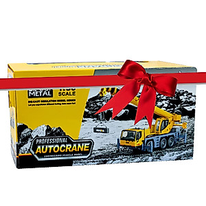 Qcar Mobile Crane Truck Construction Vehicles Toys,1:50 Scale Diecast Site Auto Crane, Toy Trucks for Kids 8,9,10,11,12 Year Old and up