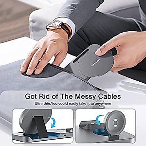 [2023 New] 3 in 1 Wireless Charging Station for Apple Multiple Devices, Foldable Charger Stand for iWatch Series 8/7/6/SE/5/4/3/2, Charging Dock Stand for iPhone AirPods Pro 3/2/1 with 18W Adapter