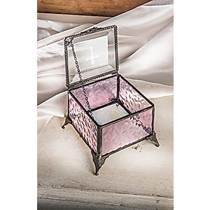 Baptism Gift for Girls Personalized Keepsake Box Pink Stained Glass Engraved Jewelry J Devlin Box 903 EB222 (Pink)