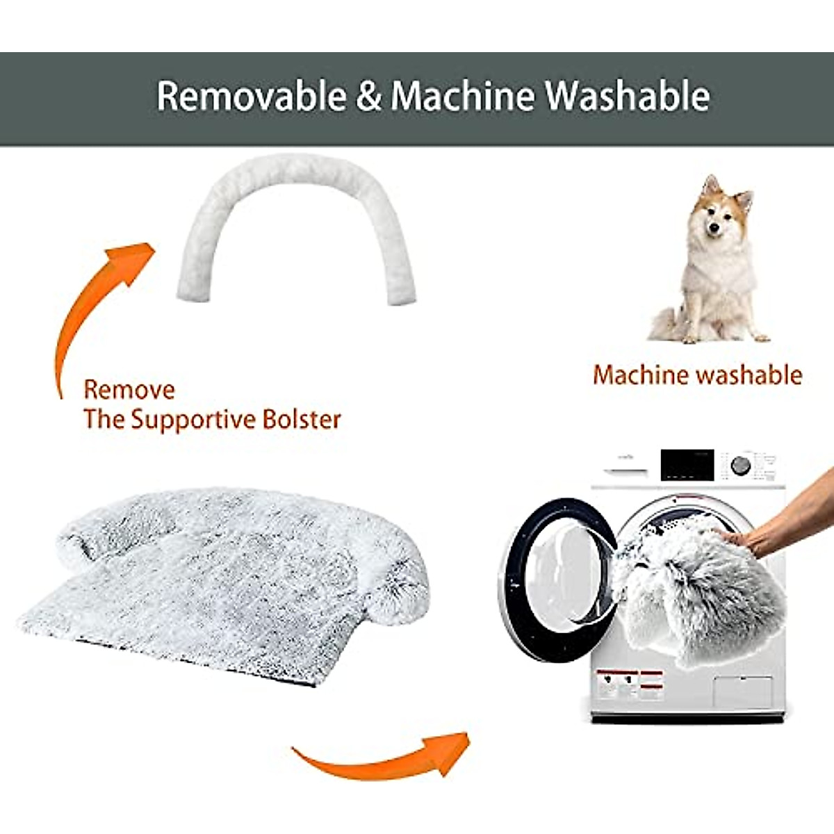 Fluffy Dog Bed for Couch Cover Dog Bed with Sides for Small, Medium Large Dogs; Protect Upholstered Chair Leather Sofa from Shedding Hair Claw Damage; Cat Dog Bed Blanket (Medium, Grey)