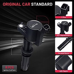 BDFHYK 8 Pack Ignition Coils for F150 Truck F250 Super Duty Truck Lincoln Mercury V8 V10 4.6L 5.4L 6.8L Compatible with 5C1584 E508 DG511 C1659 C1541 FD508