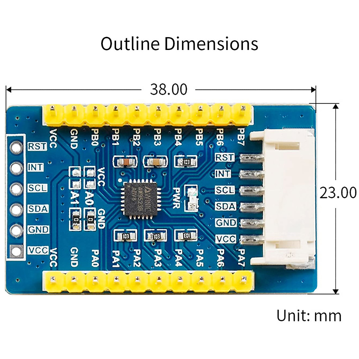 AW9523B IO Expansion Board for Raspberry Pi/Micro:bit/Ardu/STM32, I2C Interface, Expands 16 I/O Pins Allows Using 4 Expansion Boards at The Same Time, Expanding up to 64 I/O Ports