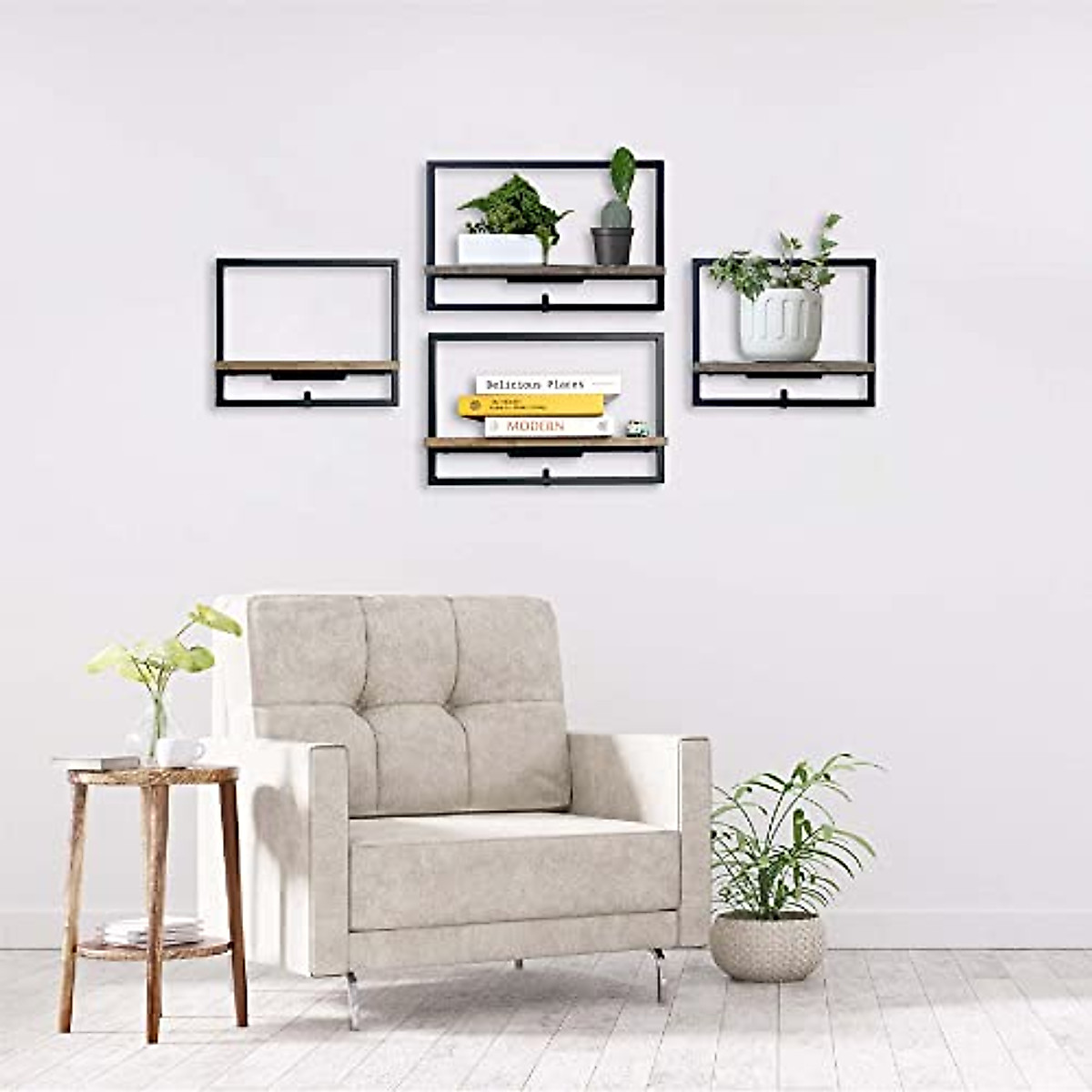 Cocoyard Modern Farmhouse Floating Shelf, Set of 2. Design You Home with This Wall Rack Set. Perfect for Livingroom Bedroom Bathroom. Great Gift Ideas (Black, 17.7" W x 4.9" D x 11.2" H)