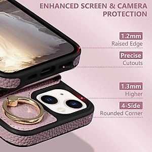 Keallce Case for iPhone 13 6.1'' Wallet Case, Flip Leather Case with 4 Card Holder, [Stand Ring Holder Kickstand] Protective Folio Phone Cover for Women Ladies Compatible with iPhone 13 2021 5G, Pink