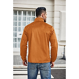 COOFANDY Zip Up Jacket Men Lightweight Microfleece Full Zip Jacket Sweatshirt Winter Light Brown, Medium