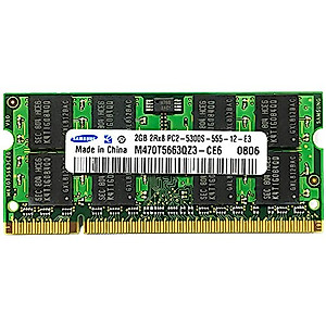SAMSUNG M470T5663QZ3-CE6 2GB DDR2 PC2-5300 CL5 1.8V256MBX64 128X8 8K 200P SODIMM