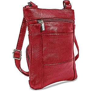 Krediz leather crossbody bags for women, Multi Pocket crossbody purse with Adjustable Strap, Soft & Durable Leather Purse