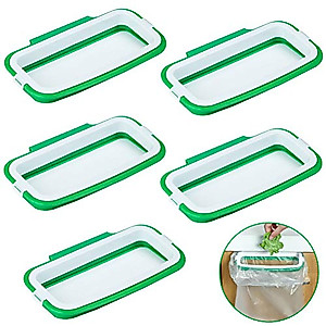 VinBee 5 PCS Portable Trash Bag Holder Hanging Trash Garbage Bag Holder Hanging Kitchen Cupboard Door Back Style Stand Trash Garbage Bags Storage Rack for Kitchen Cupboard