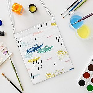 Muka 4 Pack Small Crossbody Canvas Zipper Bag, 7 x 9 Inch Black Bag for DIY Craft