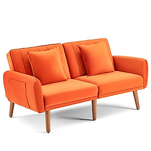 JOMEED 65" Velvet Loveseat Sofa,Modern Couch for Living Room,Futon Sofa Bed with Adjustable Backrest for Small Spaces,Dorm,Apartment