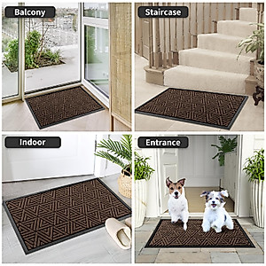 Yimobra Front Door Mat Outside Entrance 36 x 24, Waterproof and Washable Outdoor Mat, Non Slip Rubber Backing, Heavy Duty Welcome Matt for Home Entry Floor Porch Garage Office, Low Profile, Brown