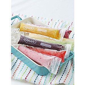 Zipzicle 100 Recyclable Ice Popsicle Mold Bags | BPA free Freezer Tubes with strong Zip Lock Seals | Original Patented | Make Cocktail Pops, Fruit Bars, Healthy Snacks | Family Parties, clear (ZIP100)