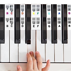 Piano Notes Guide for Beginner, Removable Piano Keyboard Note Labels for Learning, 88-Key Full Size, Made of Silicone, No Need Stickers, Reusable and Comes with Box, Colorful