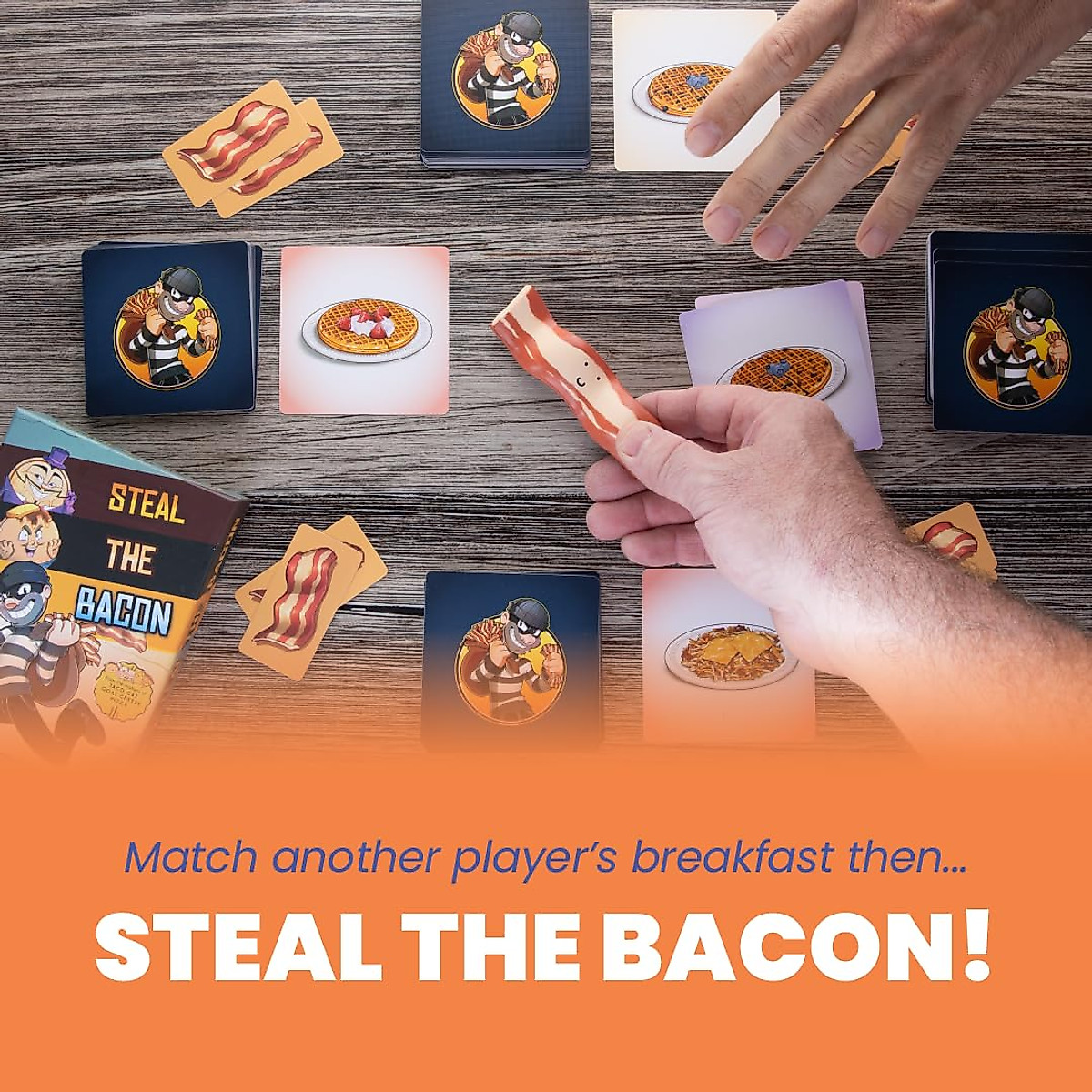 Steal The Bacon Card Game - by Taco Cat Goat Cheese Pizza – Fun Family Games for Kids and Adults – Who Doesn’t Love Bacon? Easy to Learn & Great Gift for Kids Ages 8+
