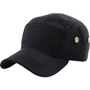 KBK-1455 BLK Five Panel Solid Color Unisex Adjustable Army Military Cadet Cap