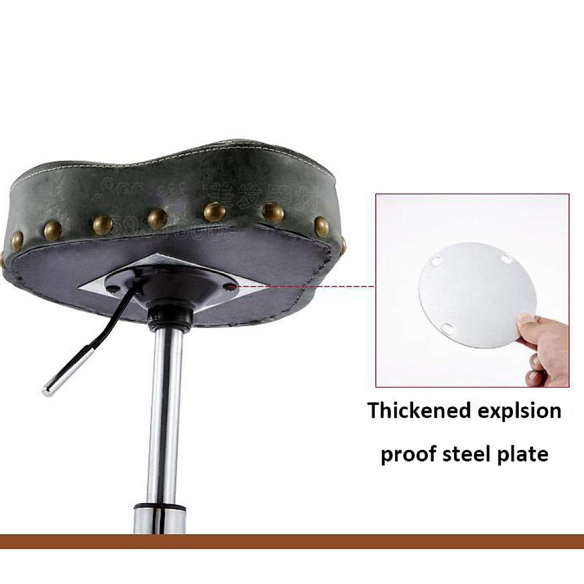 Hydraulic Saddle Stool with Wheels，Industrial Stool with Gold Frame Yellow PU Synthetic Leather Seat，Adjustable Height 40-66 cm，Supported Weight 160 Kg，Mechanic Stoolfor Hairdressing Manicure Tattoo